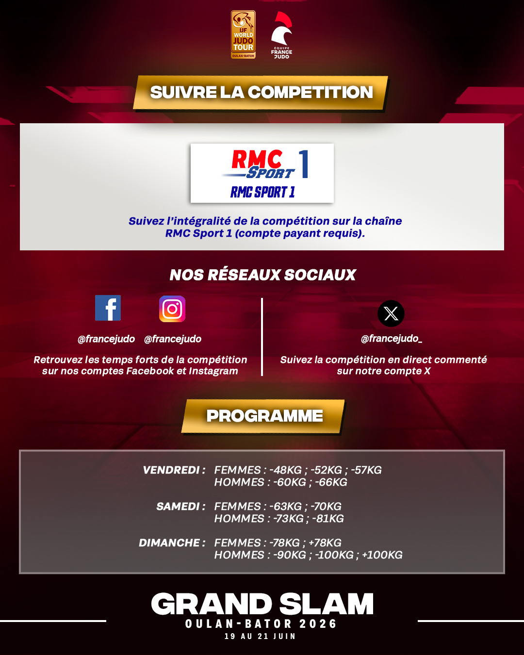 Tout savoir sur le Grand Slam d'Oulan-Bator (19 au 21 juin) - France Judo
